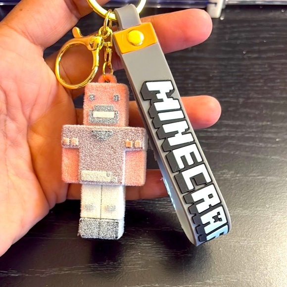 Accessories | Minecraft Keychain With Pink And Gray Figure | Poshmark